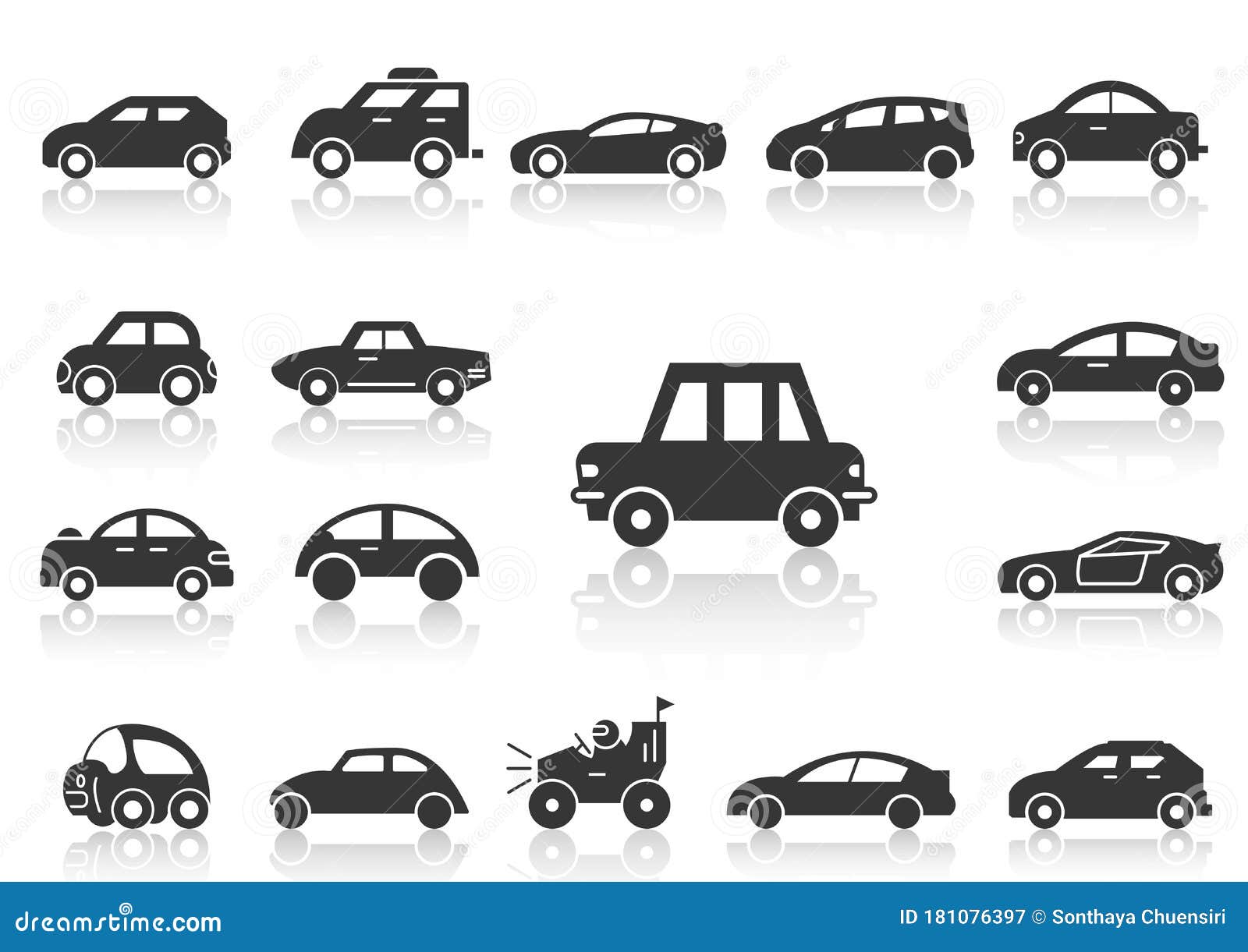 Solid Icons Set,transportation,Black Car Side View and Shadow,vector ...
