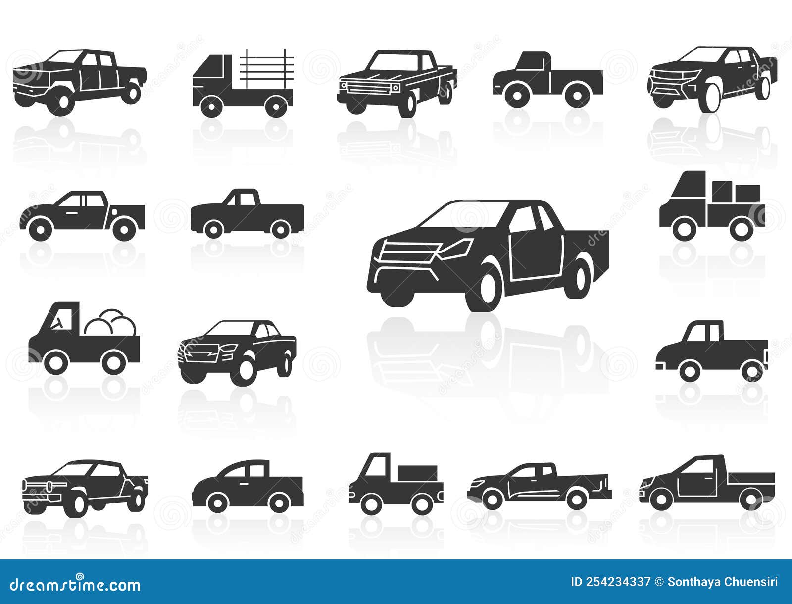 Solid Icons Set,transportation,Pickup Truck,vector Illustrations Stock ...