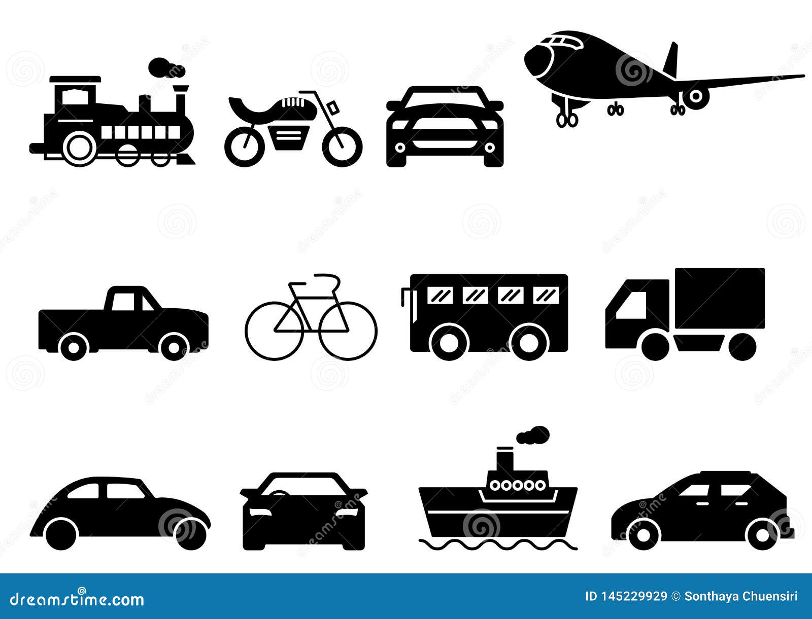 Solid icons transportation stock vector. Illustration of background ...