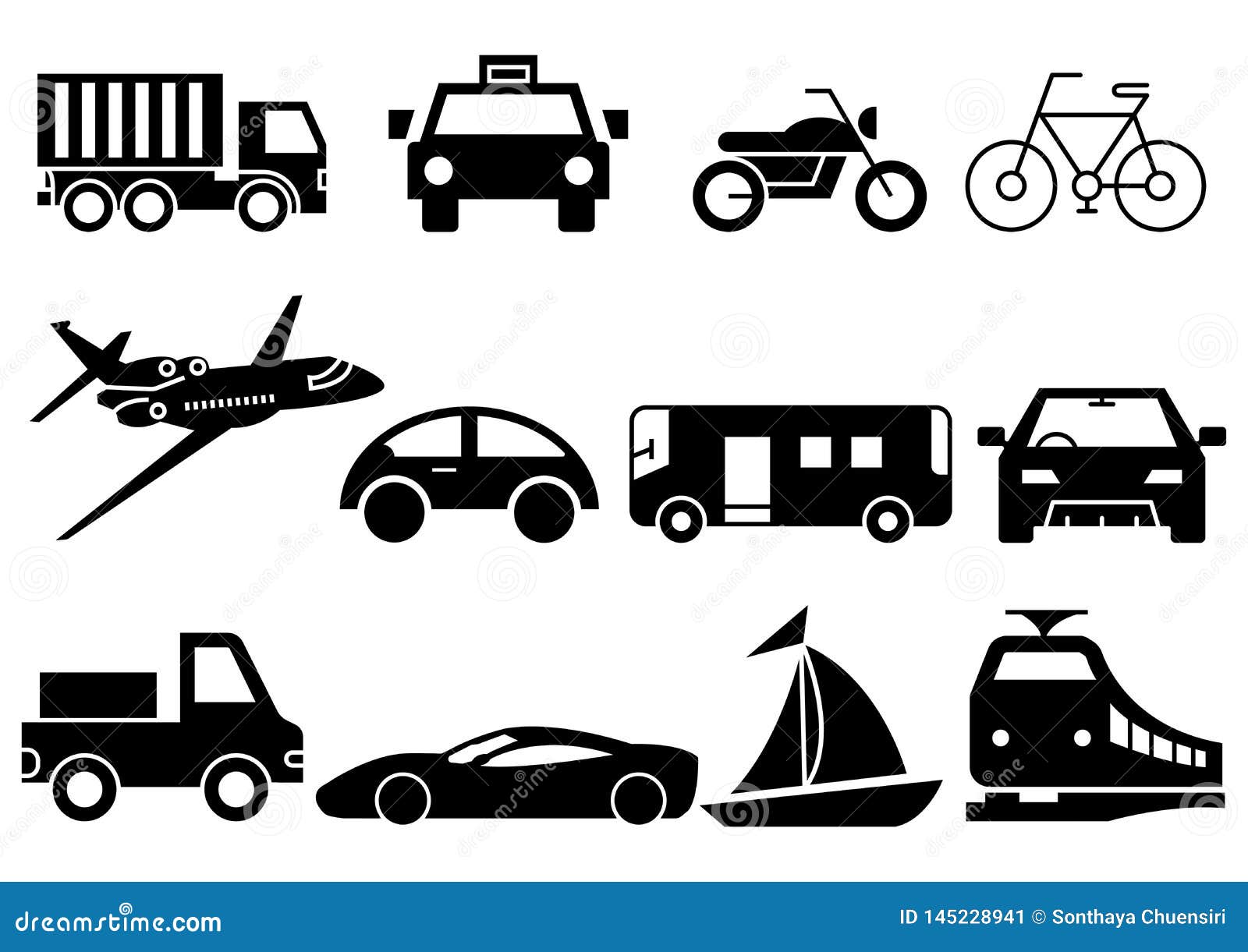 Solid icons transportation stock vector. Illustration of network ...