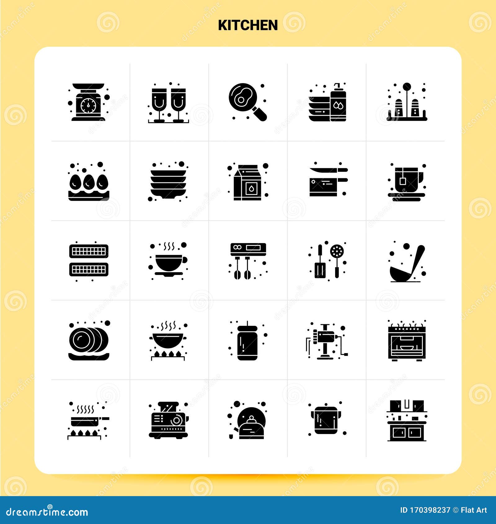 Solid 25 Kitchen Icon Set. Vector Glyph Style Design Black Icons Set ...