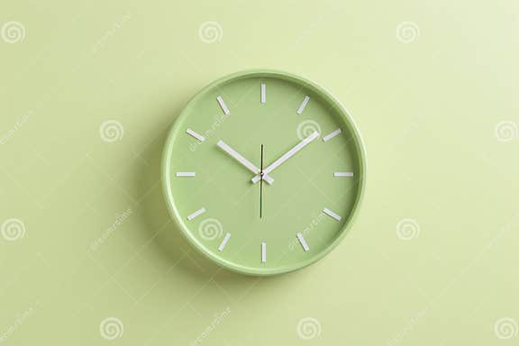 Solid Light Green Clock Face Front View AI Generated Stock Illustration ...