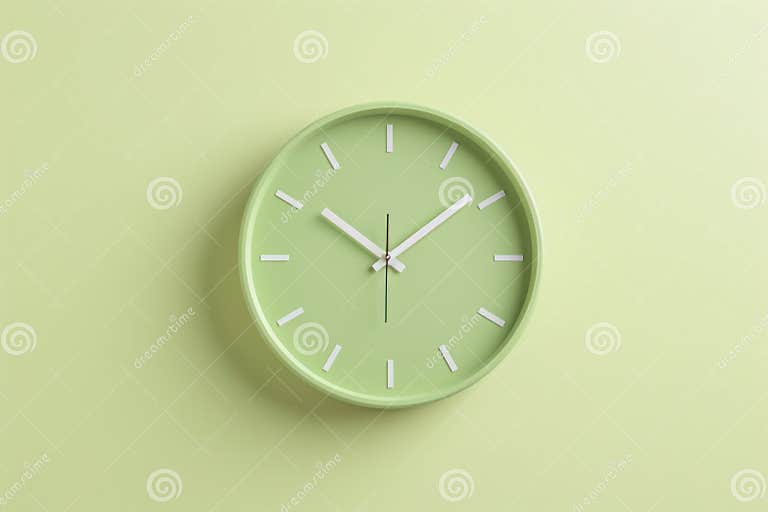 Solid Light Green Clock Face Front View AI Generated Stock Illustration ...