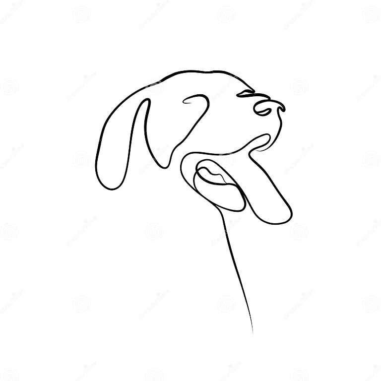 Solid Line Drawing. Line Drawing of a Dog Stock Vector - Illustration ...