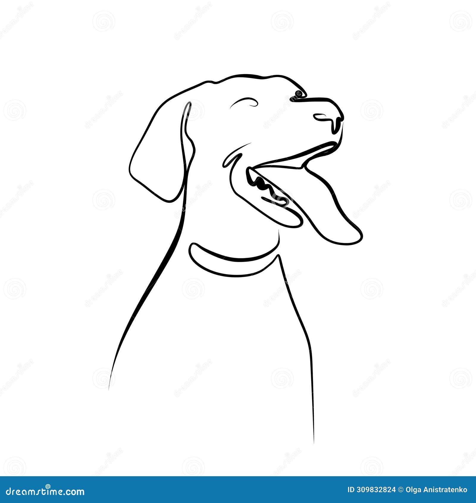 Solid Line Drawing. Line Drawing of a Dog Stock Vector - Illustration ...