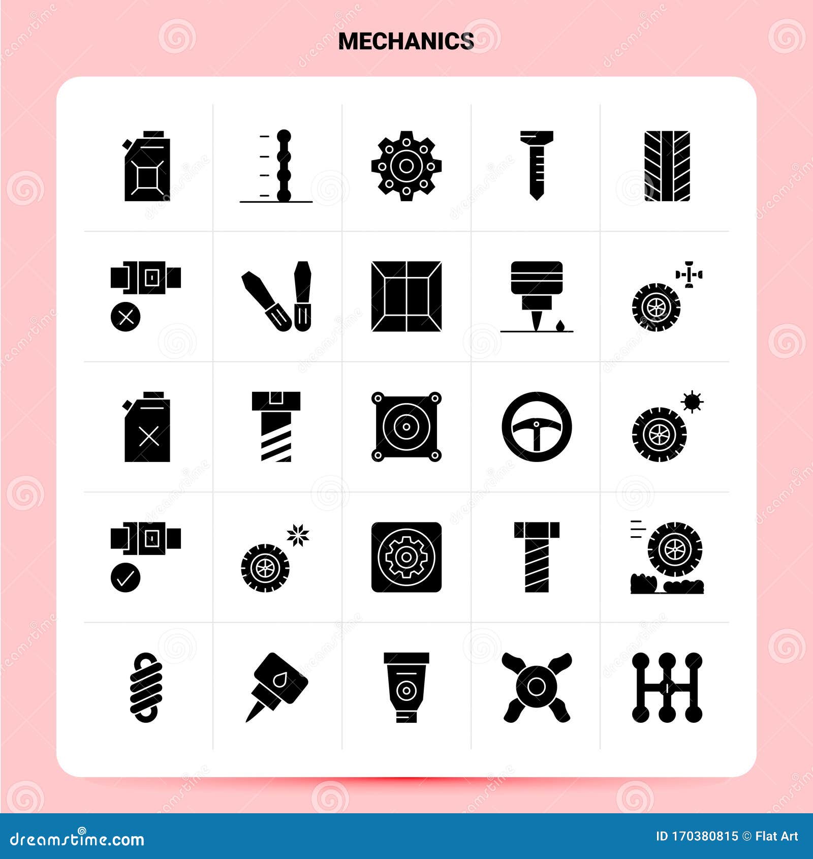 Solid 25 Mechanics Icon Set. Vector Glyph Style Design Black Icons Set ...