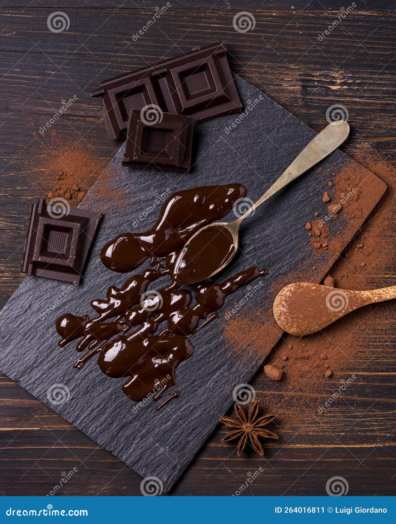 Solid and Melted Dark Chocolate Stock Image - Image of spoon, melted ...