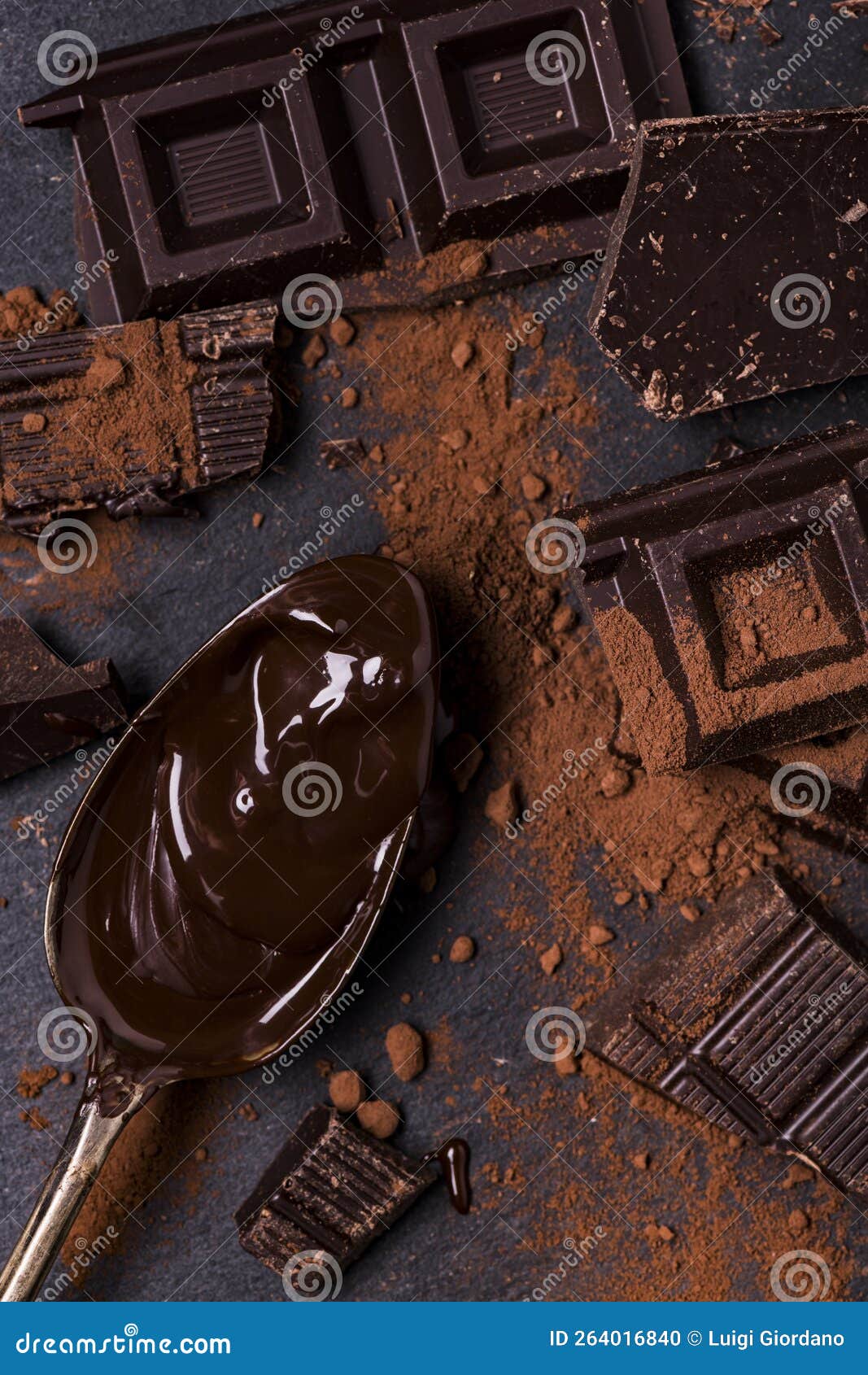 Solid and Melted Dark Chocolate Stock Photo - Image of pieces, detail ...