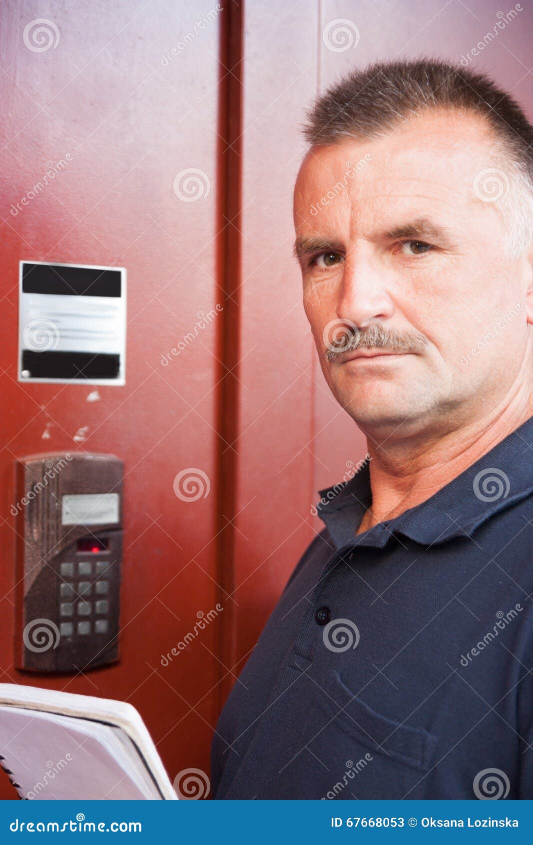 Solid men and intercom stock image. Image of alarm, repairman - 67668053