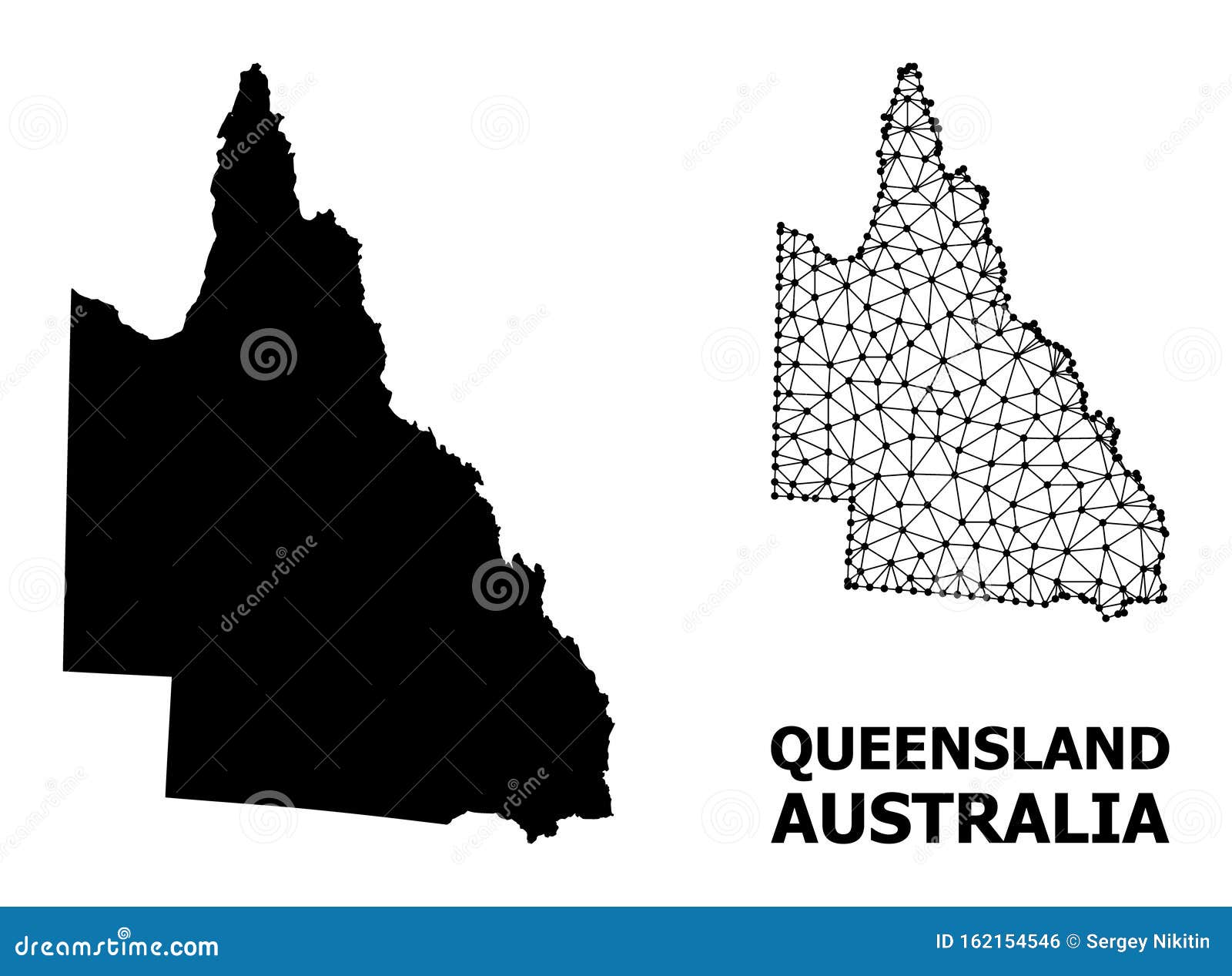 Solid and Mesh Map of Australian Queensland Stock Vector - Illustration ...