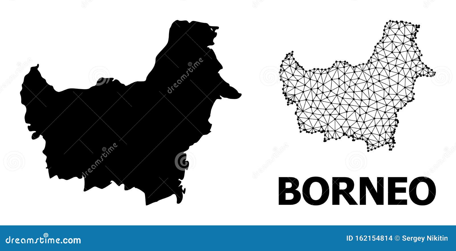 Solid and Mesh Map of Borneo Island Stock Vector - Illustration of ...