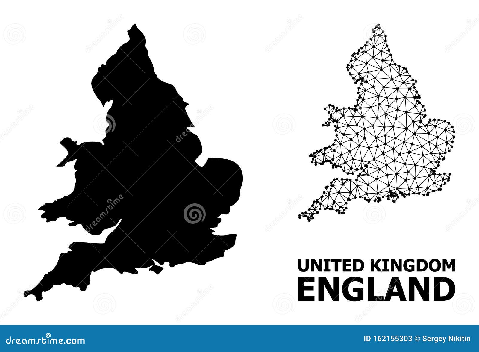 Solid and Mesh Map of England Stock Vector - Illustration of national ...