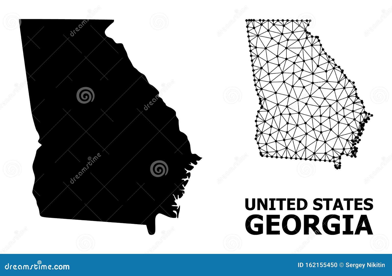 Solid and Mesh Map of Georgia State Stock Vector - Illustration of ...