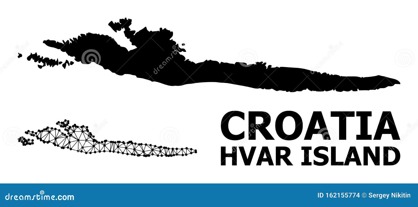 Solid and Mesh Map of Hvar Island Stock Vector - Illustration of mesh ...