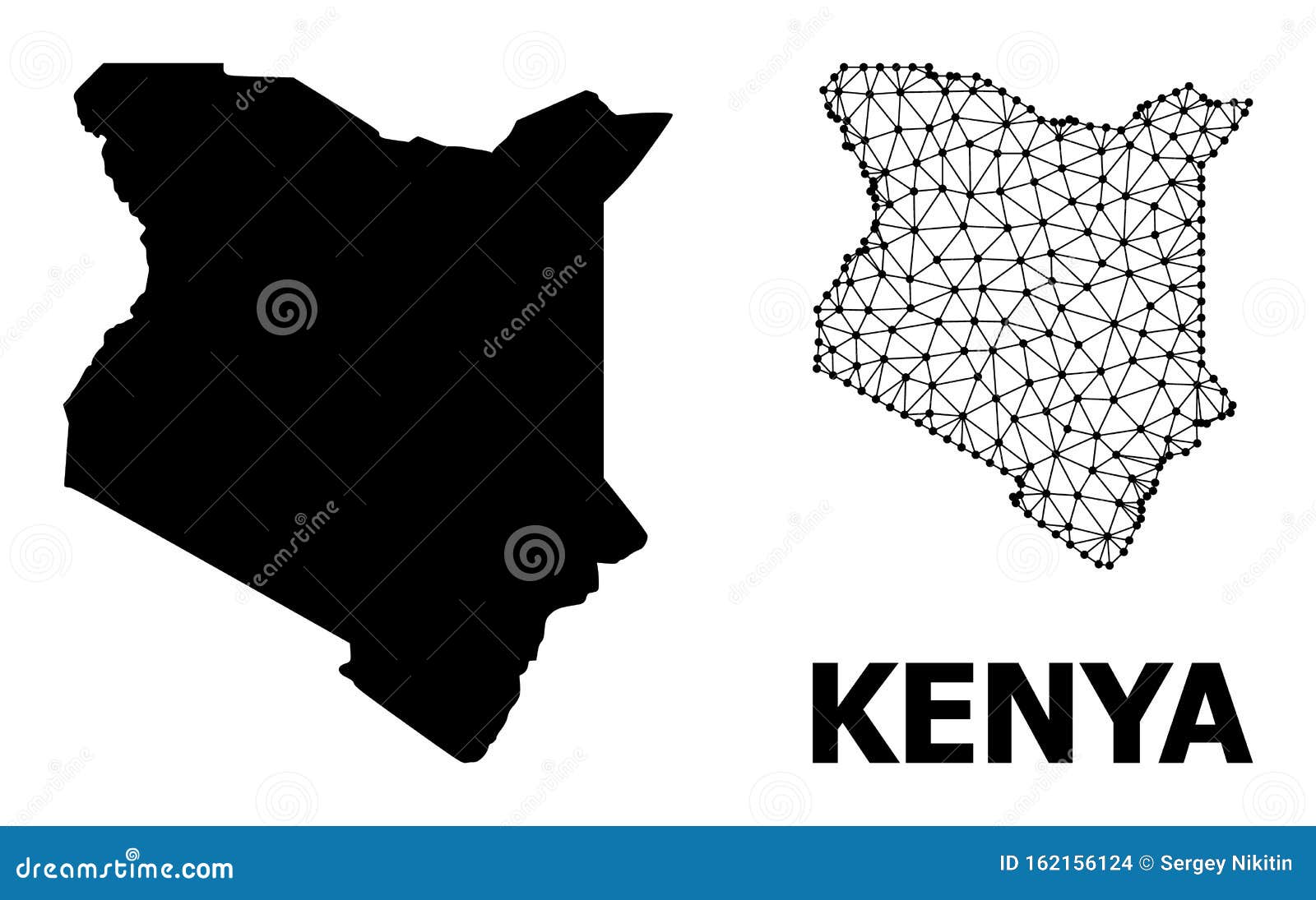 Solid and Mesh Map of Kenya Stock Vector - Illustration of geometric ...