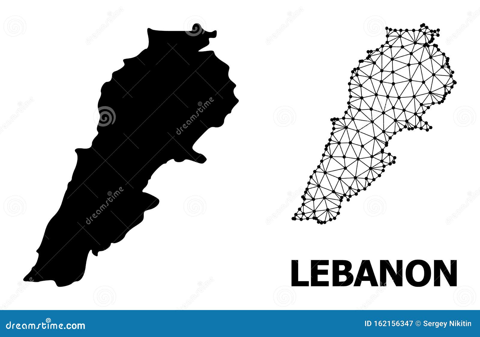 Solid and Mesh Map of Lebanon Stock Vector - Illustration of line ...