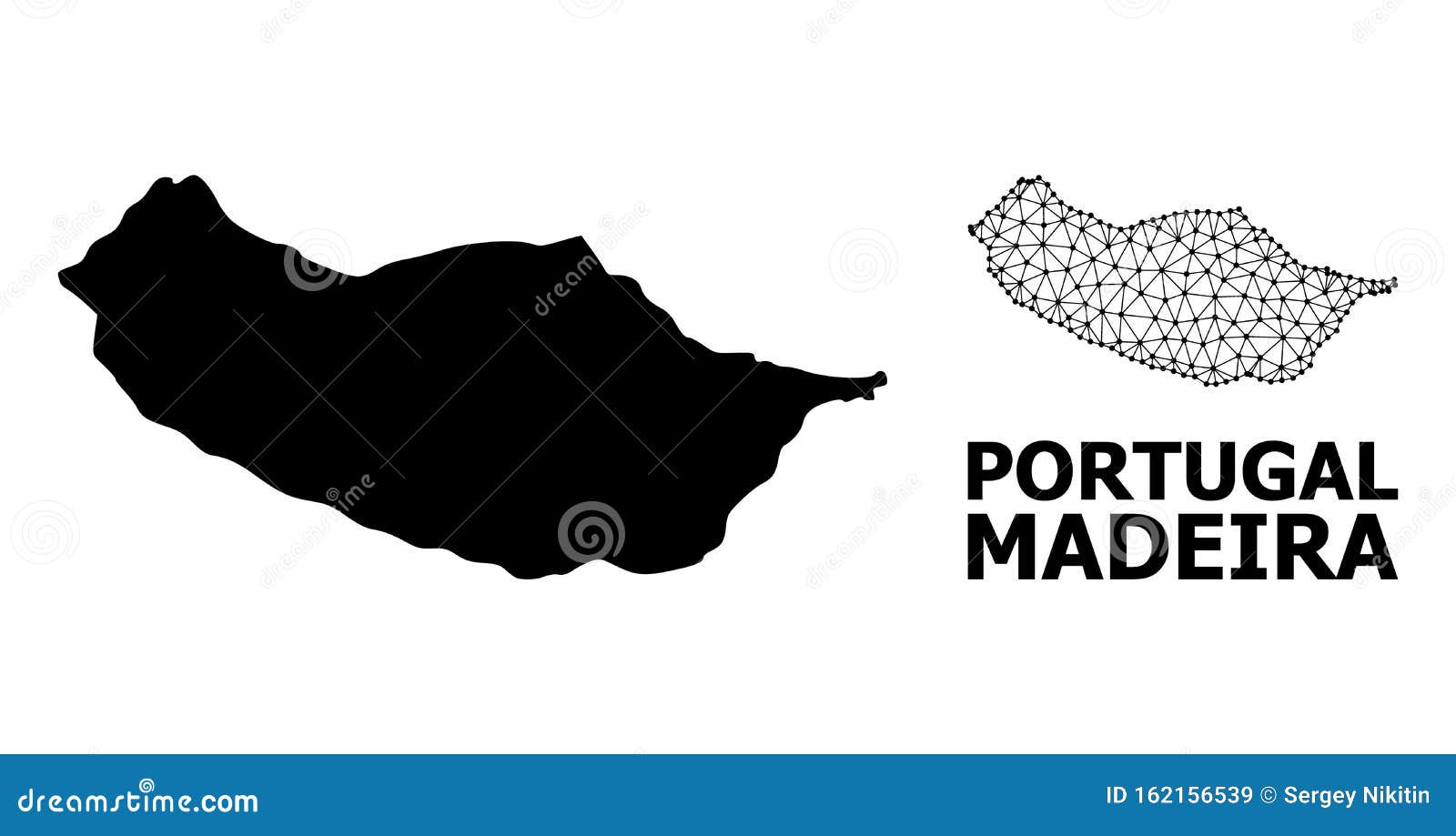 Linear Map Of Madeira Islands With Rainbow Colored Gradient Cartoon ...