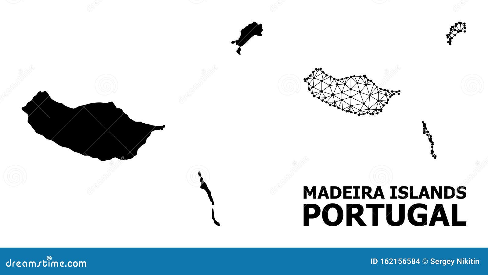 Linear Map Of Madeira Islands With Rainbow Colored Gradient Cartoon ...