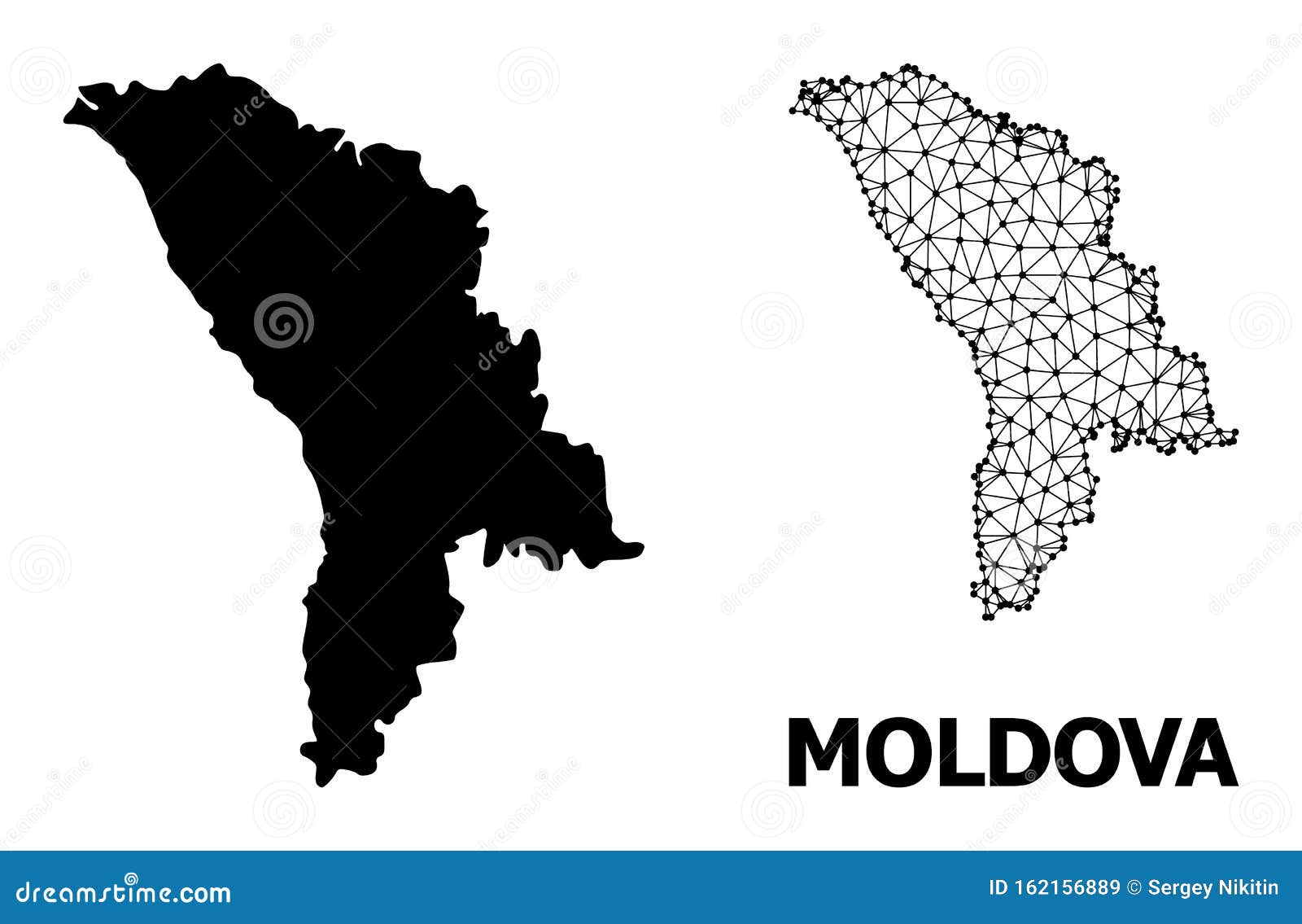 Solid and Mesh Map of Moldova Stock Vector - Illustration of polygonal ...