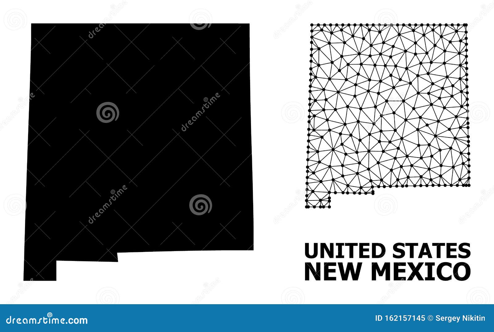 Solid and Mesh Map of New Mexico State Stock Vector - Illustration of ...