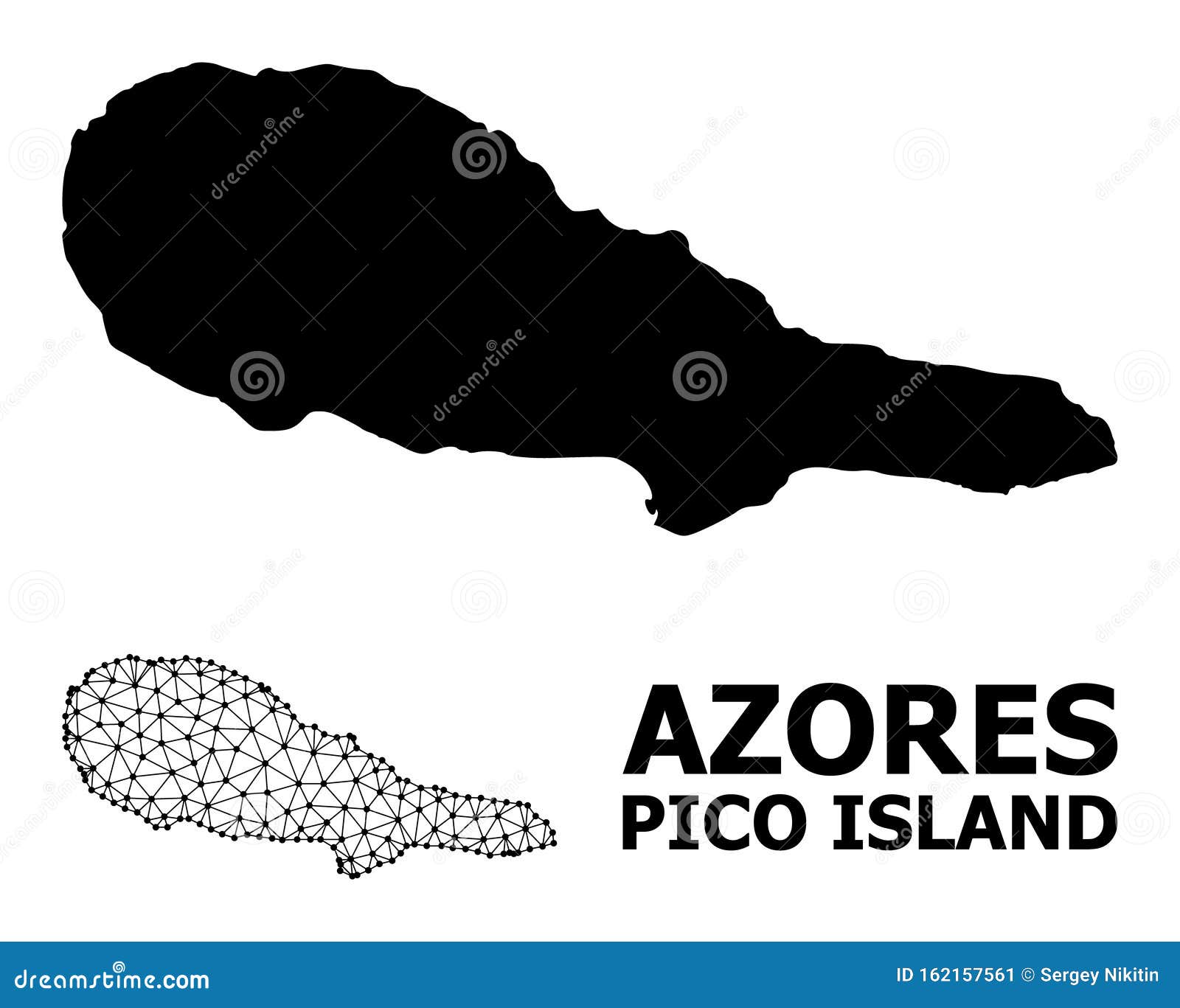 Solid and Mesh Map of Pico Island Stock Vector - Illustration of ...