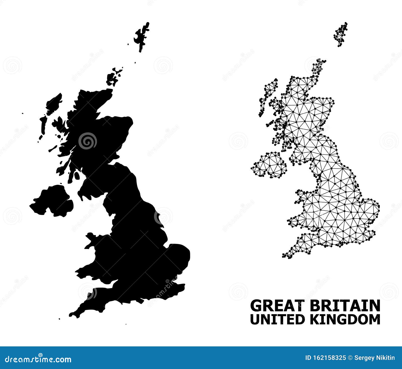 Solid and Mesh Map of United Kingdom Stock Vector - Illustration of ...