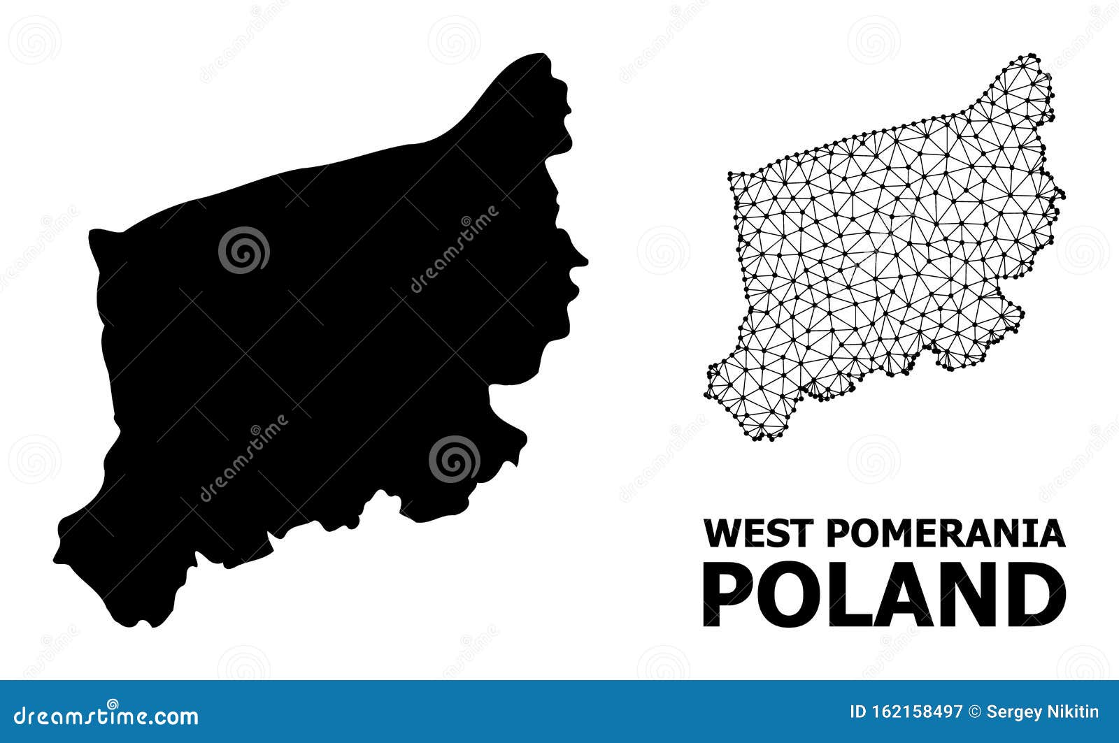 Solid and Mesh Map of West Pomerania Province Stock Vector ...
