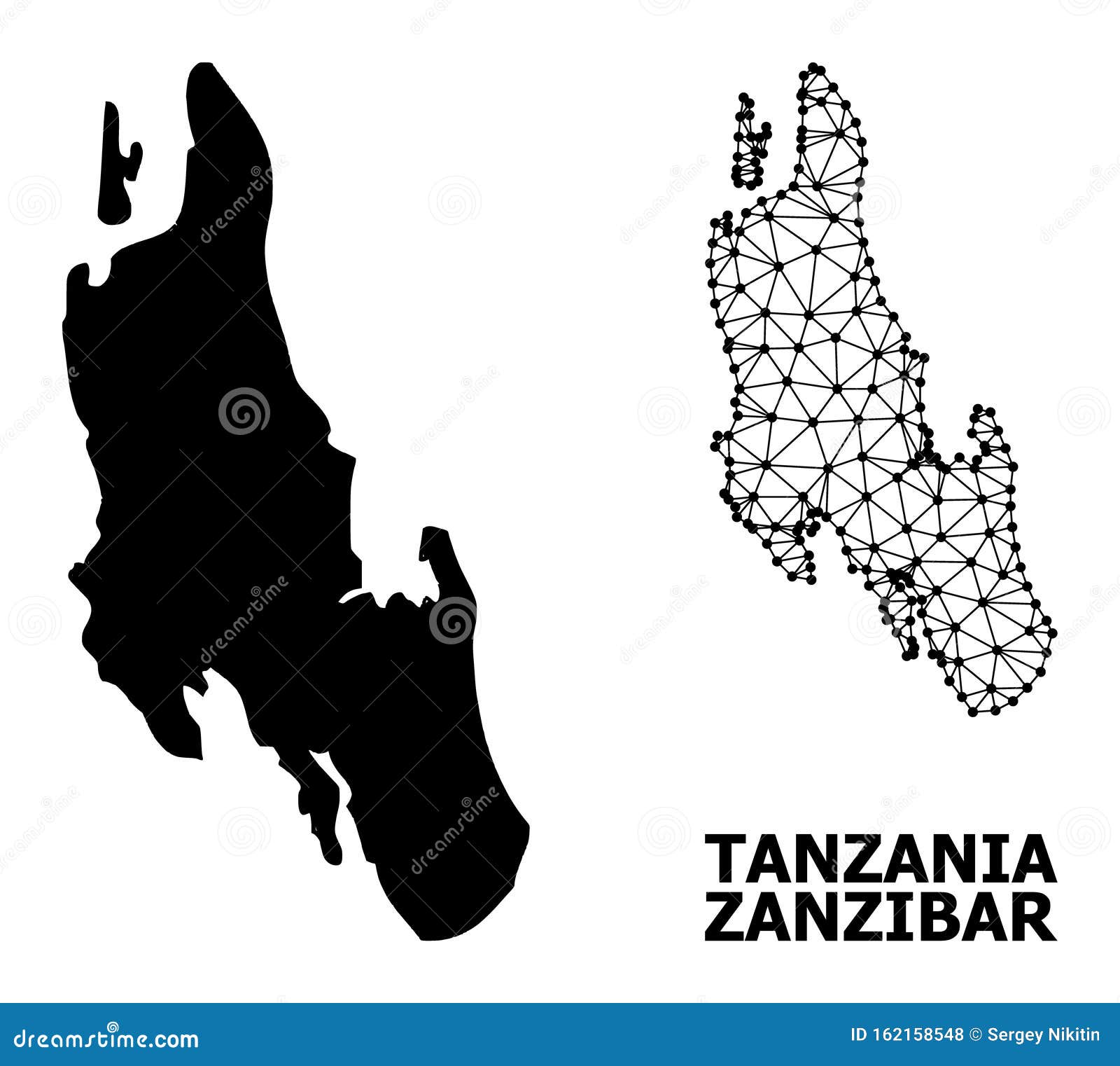 Solid and Mesh Map of Zanzibar Island Stock Vector - Illustration of ...