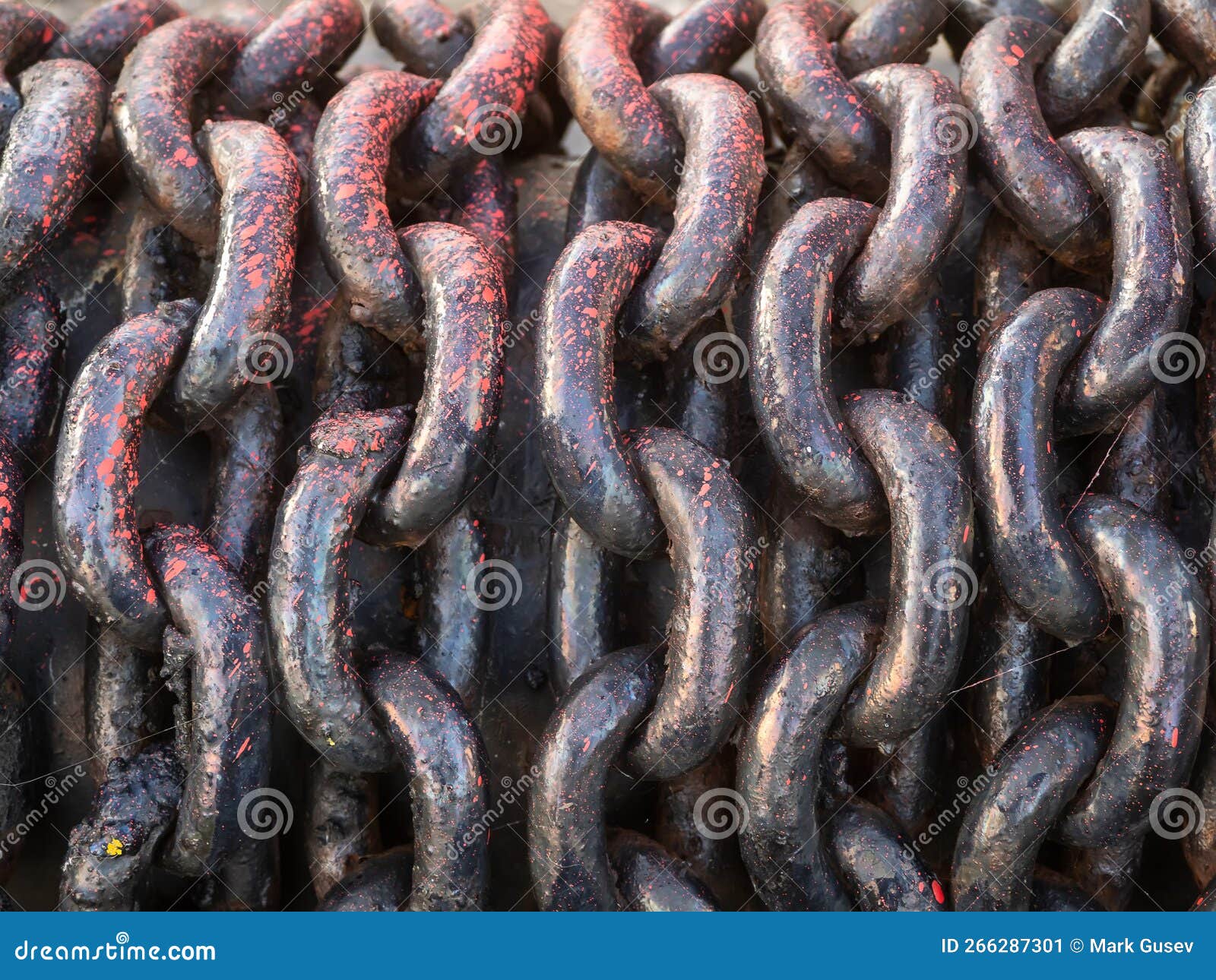 Solid Metal Chain on a Anchor Roll of a Ship. Power and Security ...