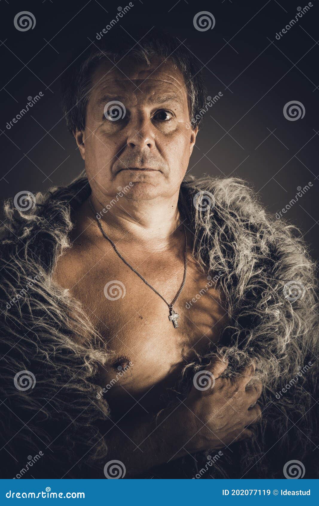 Solid Middle-aged Man in a Fur Mantle Stock Image - Image of garment ...