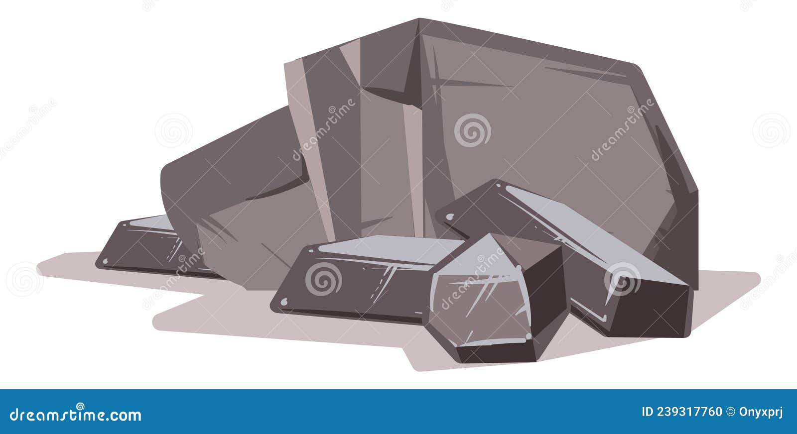 Stone Pile, Rock Construction Heavy In Cartoon Style Isolated On White ...