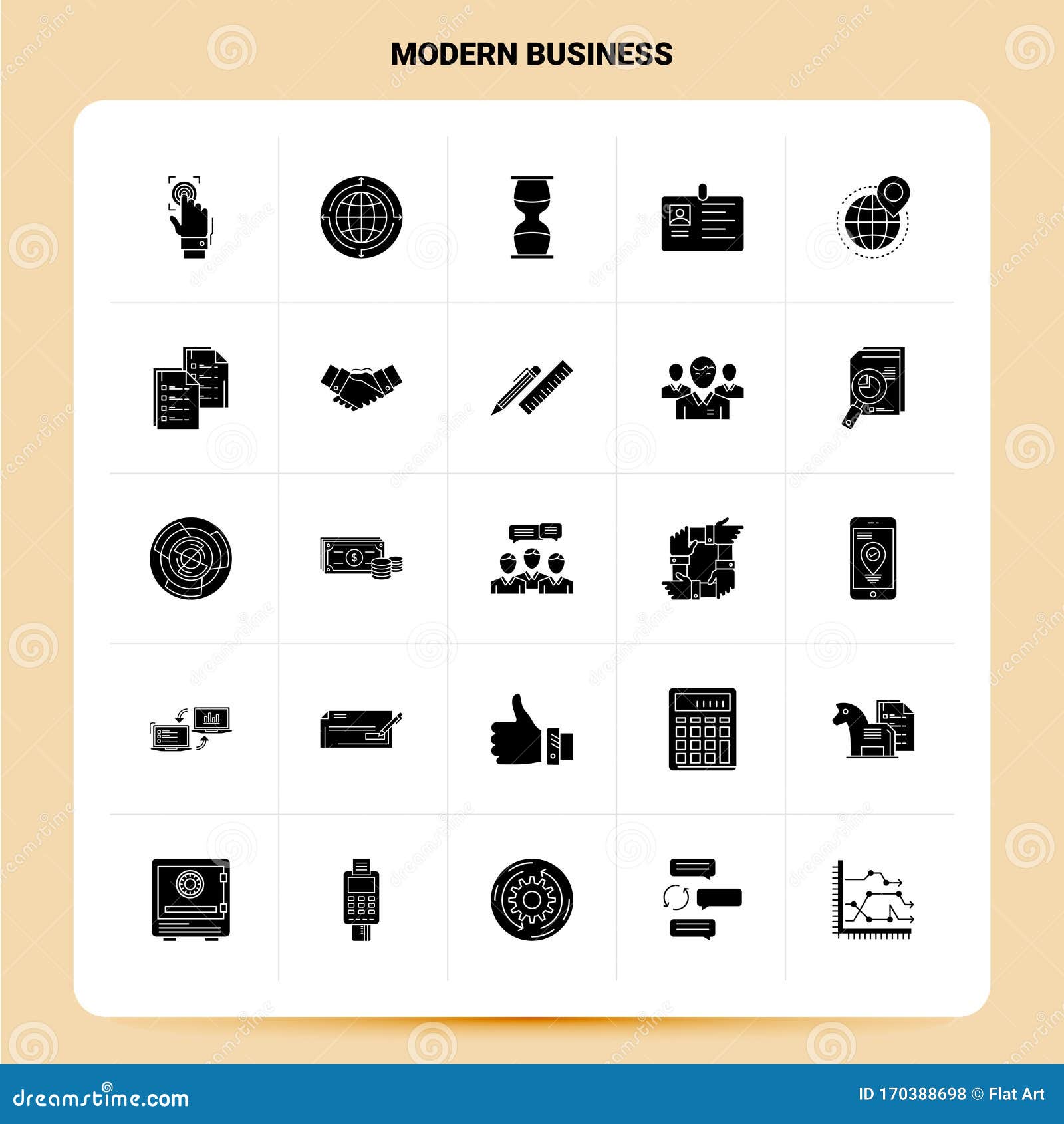 Solid 25 Modern Business Icon Set. Vector Glyph Style Design Black ...
