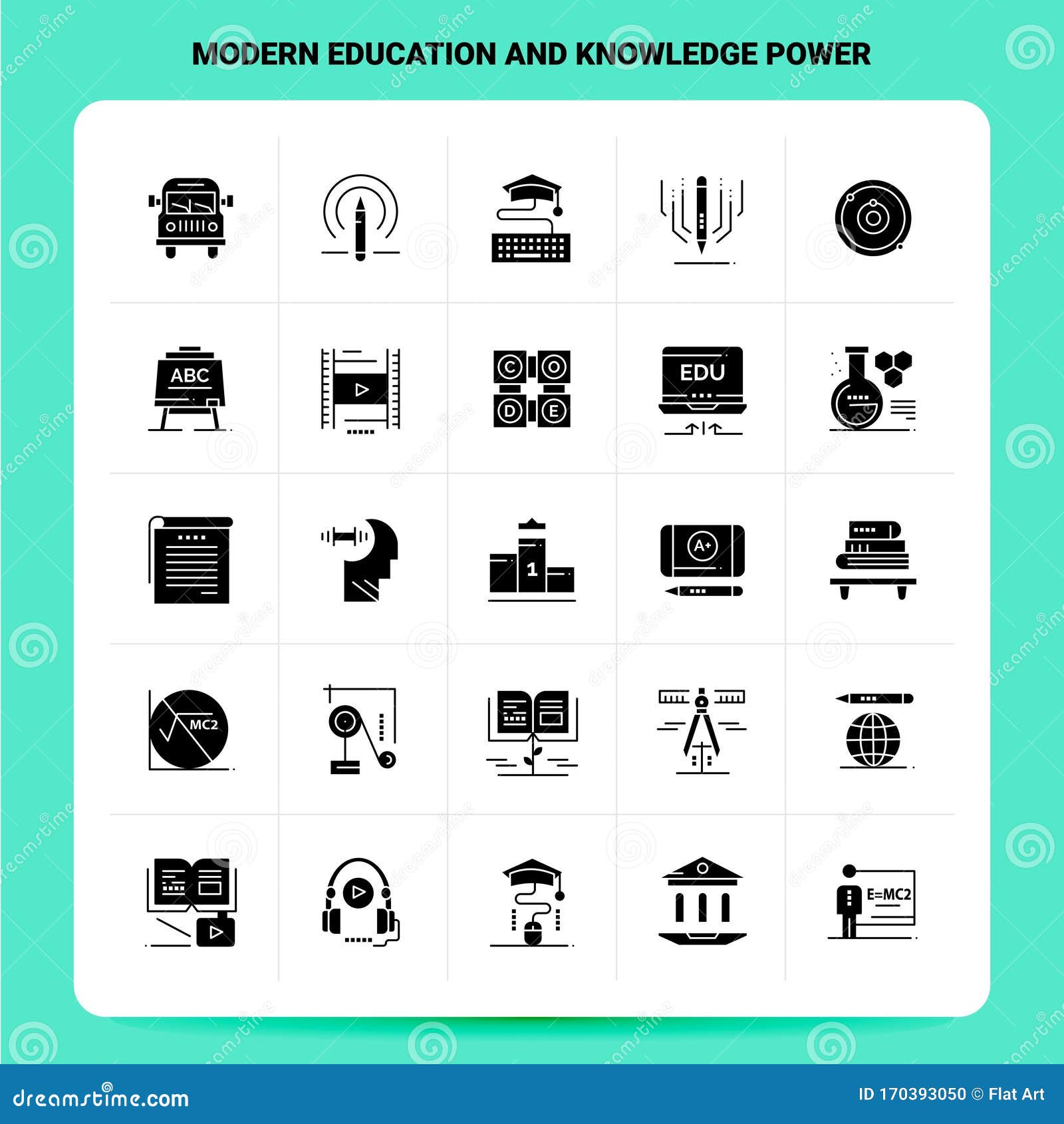 Solid 25 Modern Education and Knowledge Power Icon Set. Vector Glyph ...