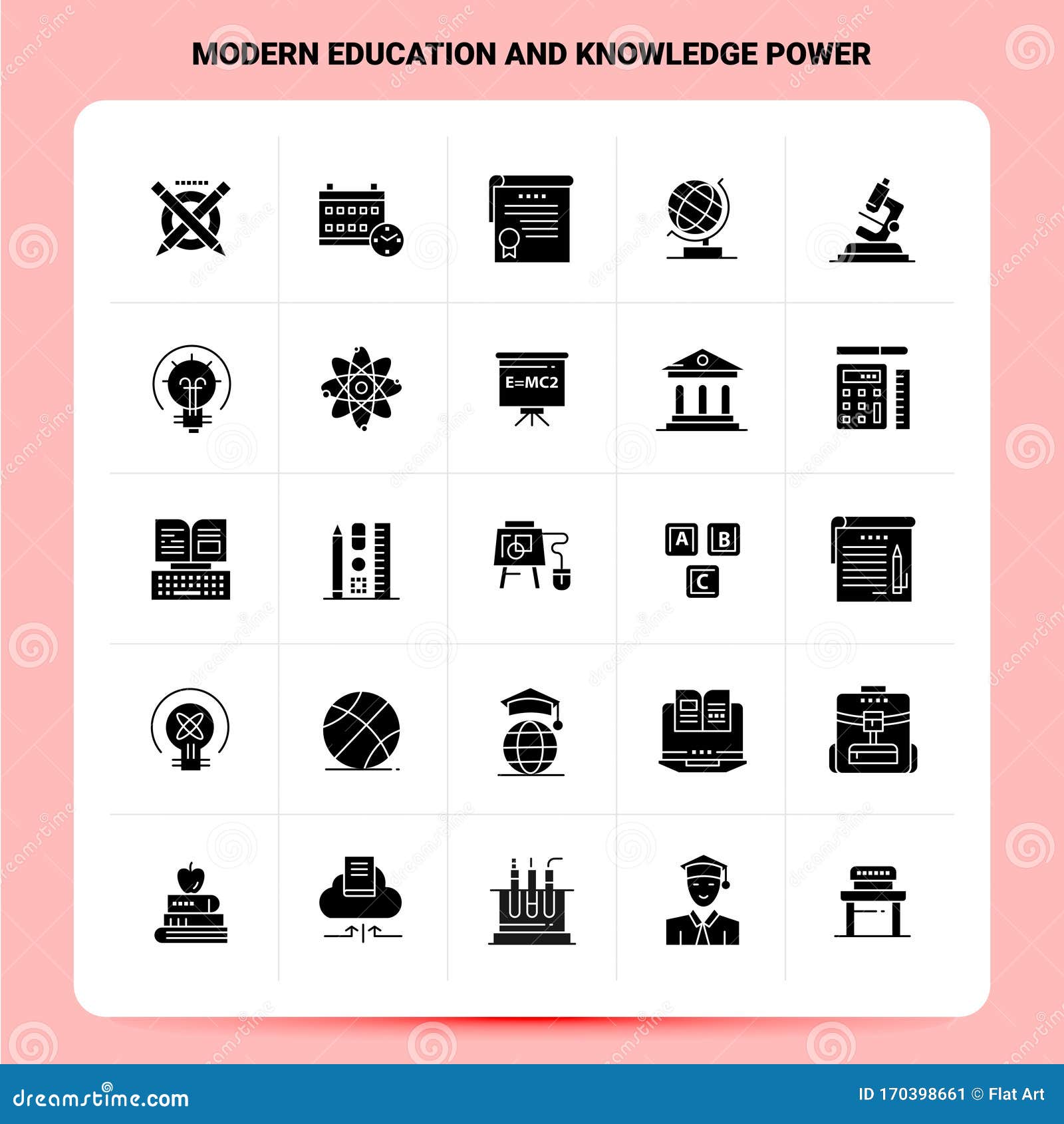 Solid 25 Modern Education and Knowledge Power Icon Set. Vector Glyph ...