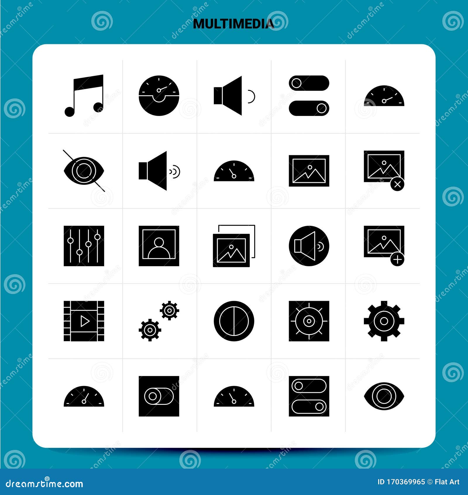 Solid 25 Multimedia Icon Set. Vector Glyph Style Design Black Icons Set ...