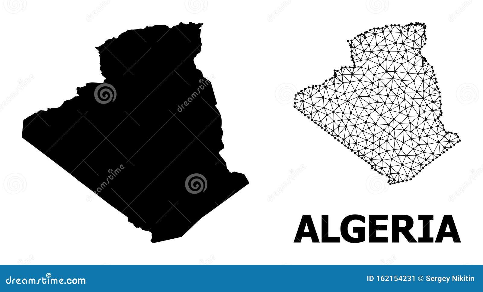 Solid and Network Map of Algeria Stock Vector - Illustration of network ...