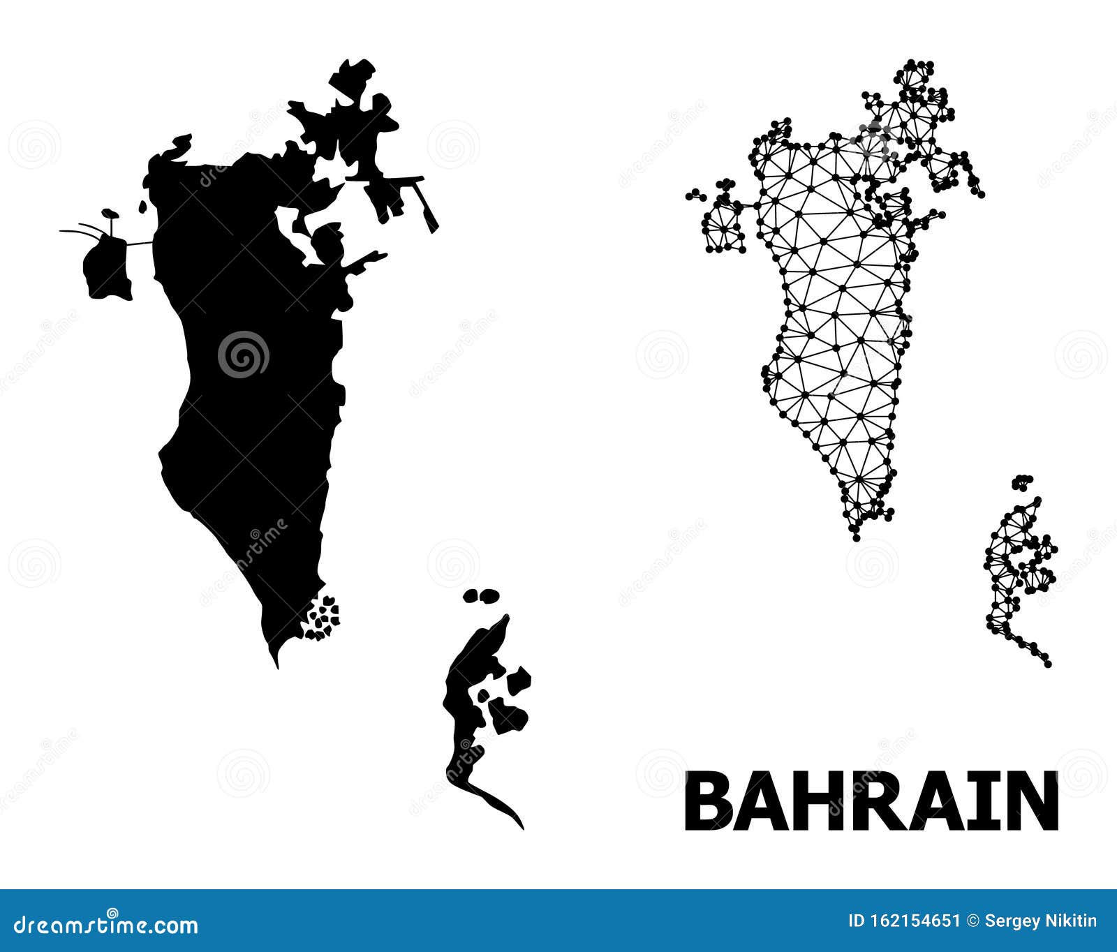 Solid and Network Map of Bahrain Stock Vector - Illustration of scheme ...