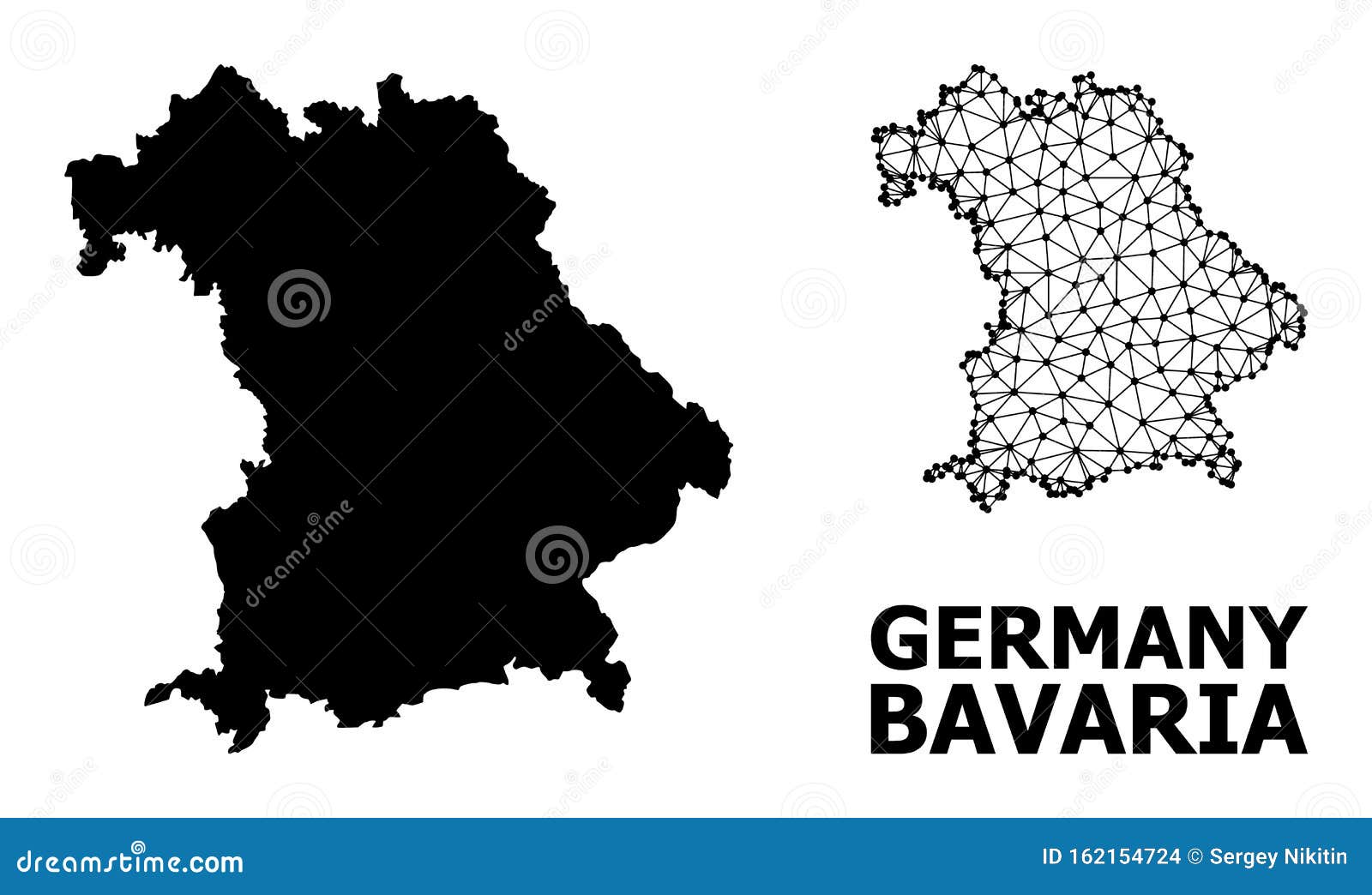 Solid and Network Map of Bavaria State Stock Vector - Illustration of ...