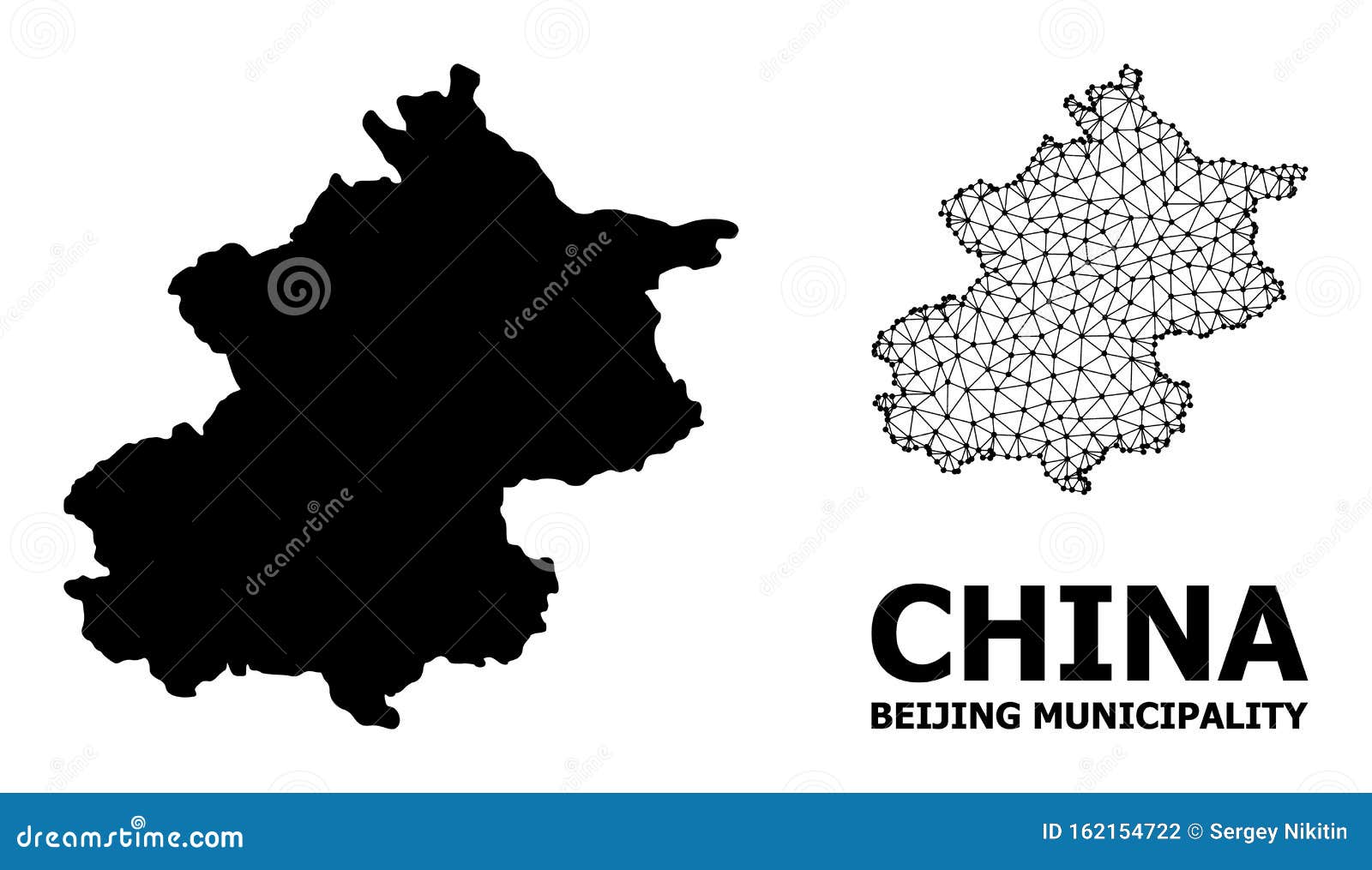 Solid and Network Map of Beijing Municipality Stock Vector ...