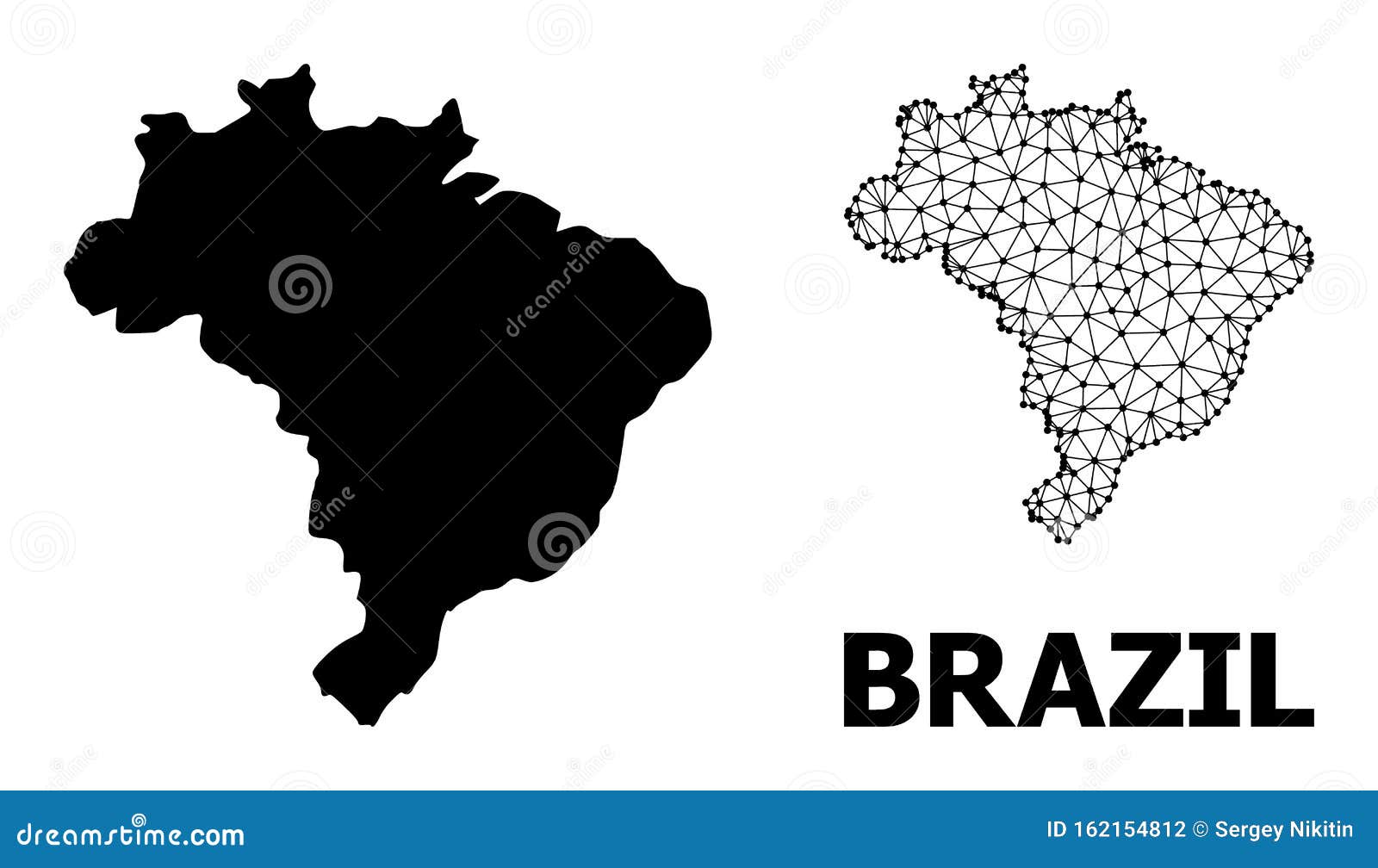 Solid and Network Map of Brazil Stock Vector - Illustration of lowpoly ...