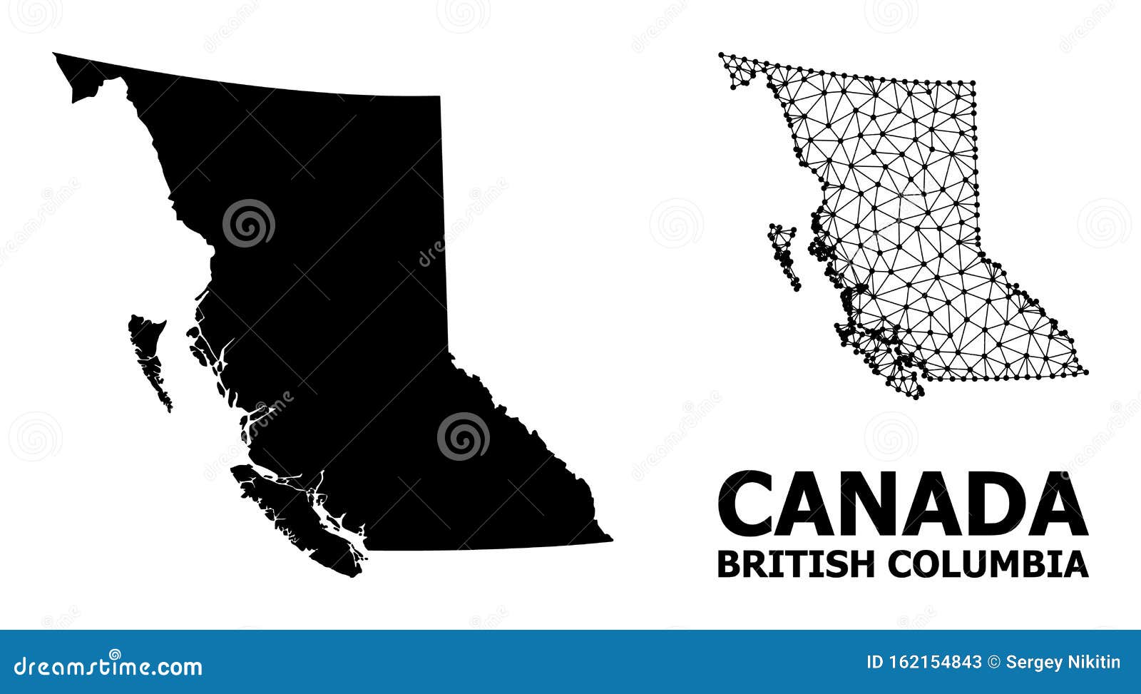Solid and Network Map of British Columbia Province Stock Vector ...