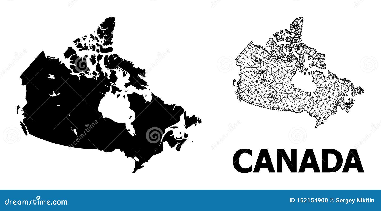 Solid and Network Map of Canada Stock Vector - Illustration of contour ...