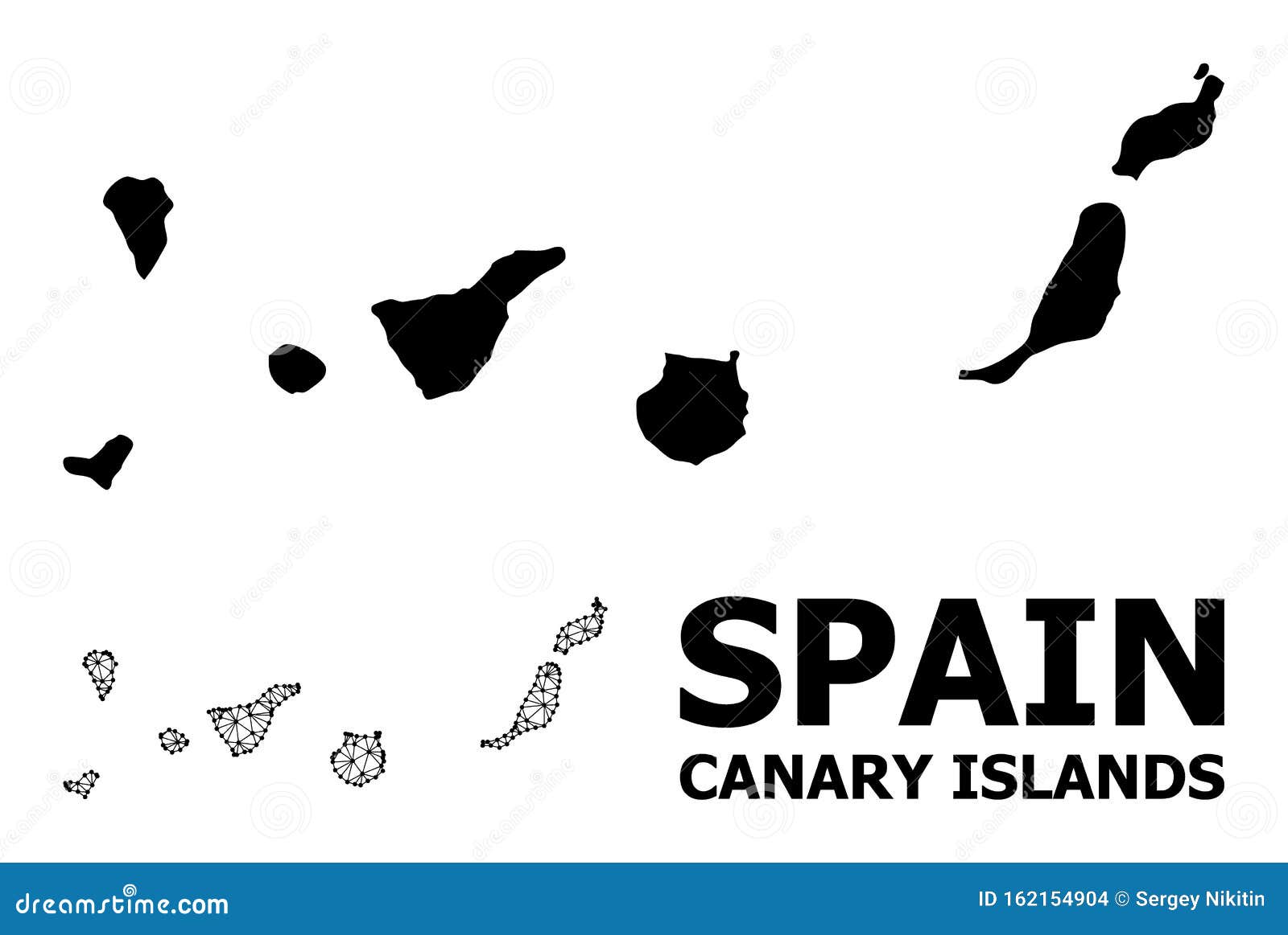 Solid and Network Map of Canary Islands Stock Vector - Illustration of ...