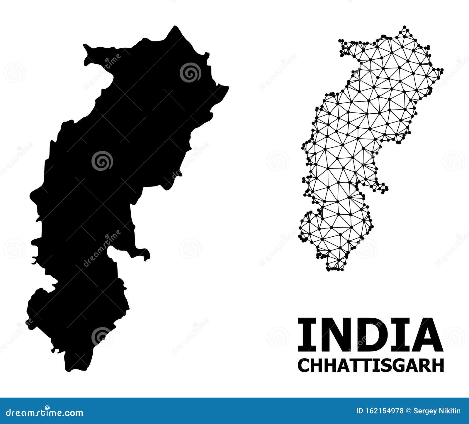 Solid and Network Map of Chhattisgarh State Stock Vector - Illustration ...