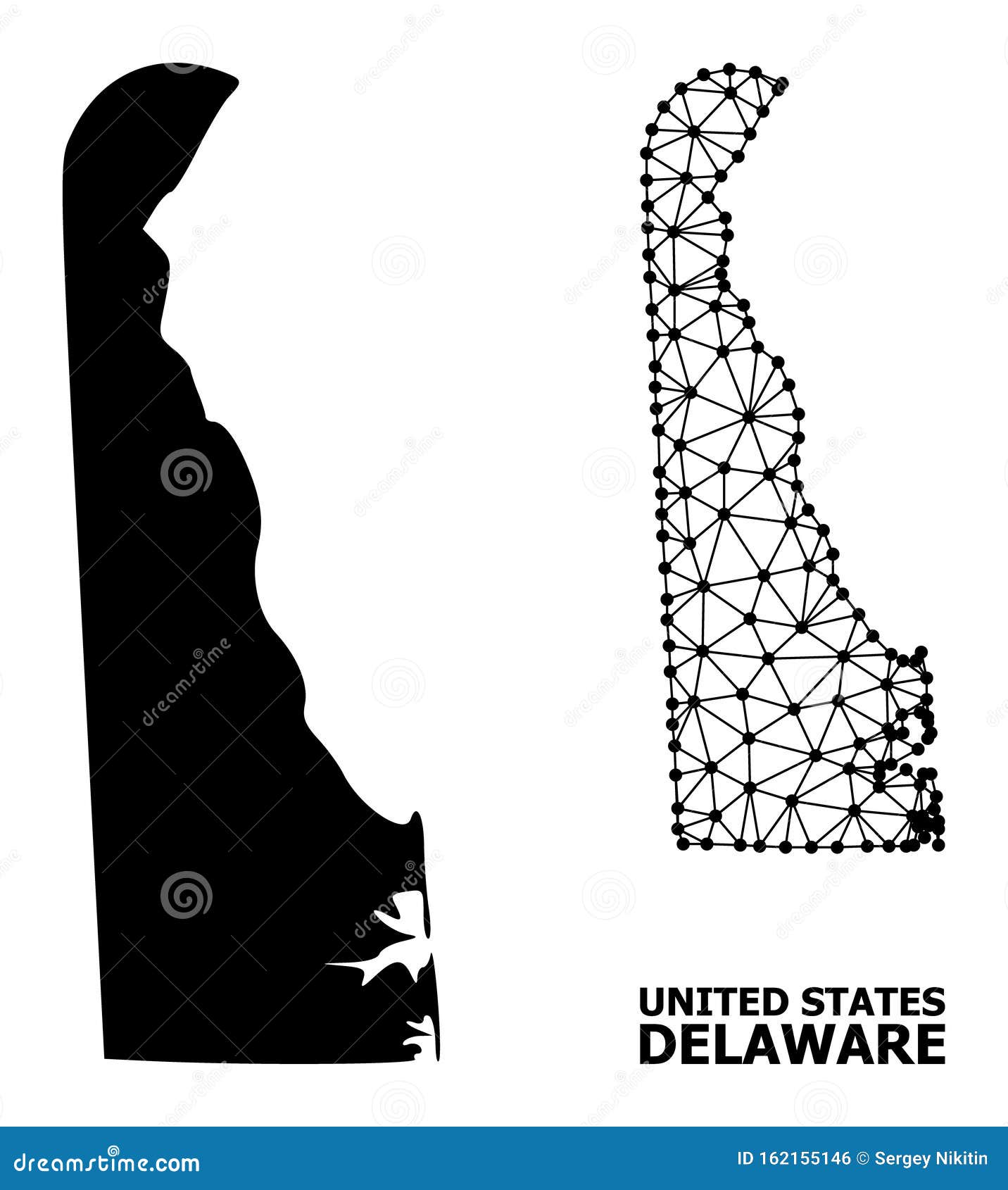 Solid and Network Map of Delaware State Stock Vector - Illustration of ...