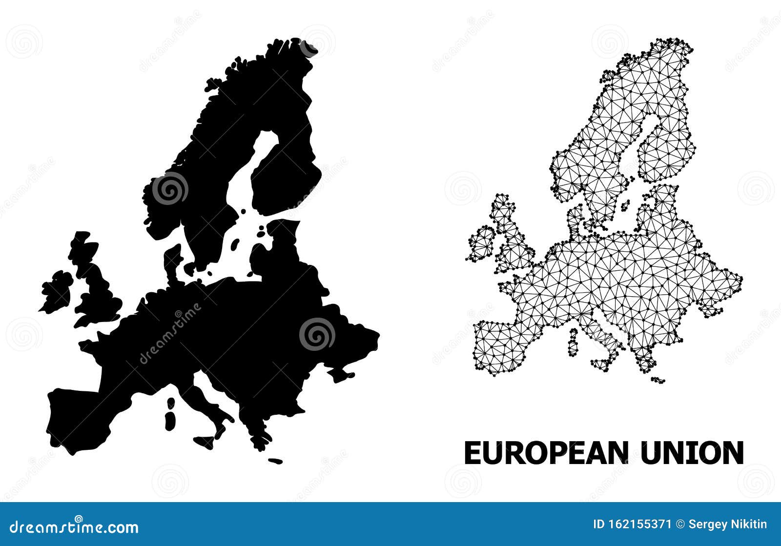 Solid and Network Map of Euro Union Stock Vector - Illustration of ...