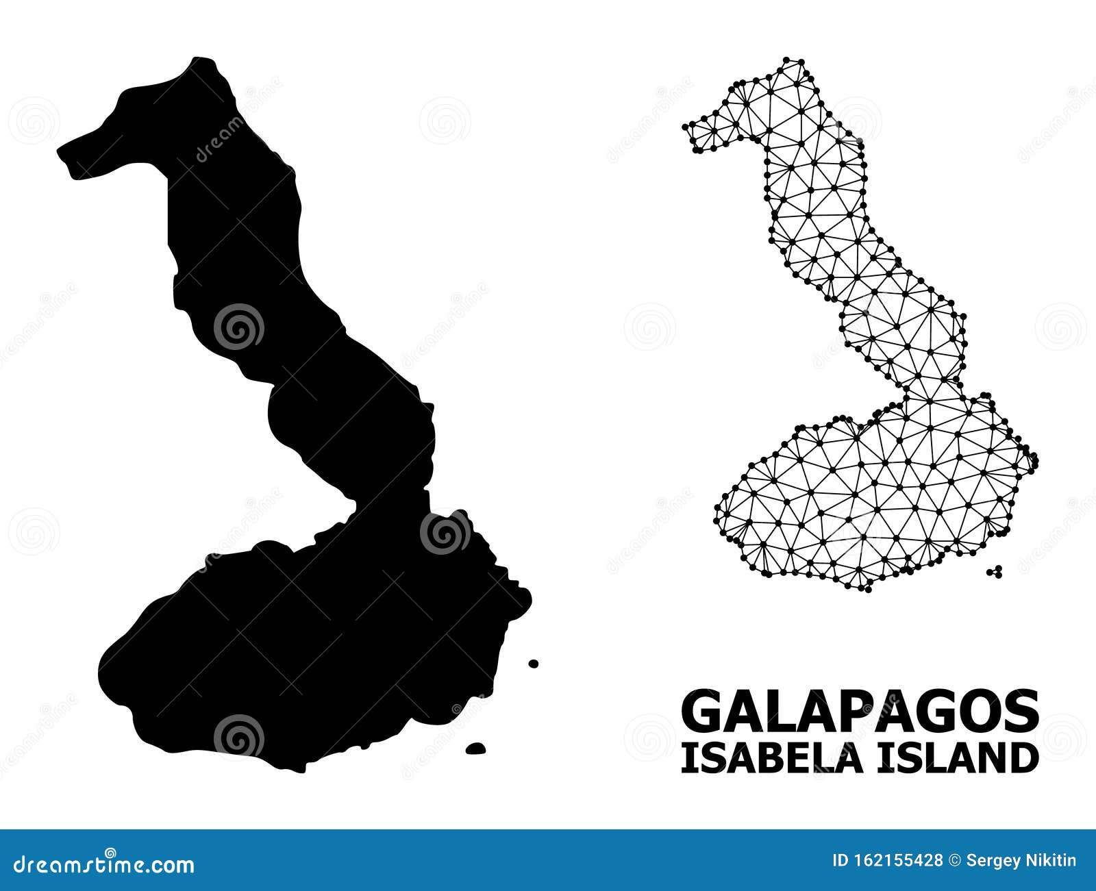 Solid and Network Map of Galapagos - Isabela Island Vector Illustratie ...