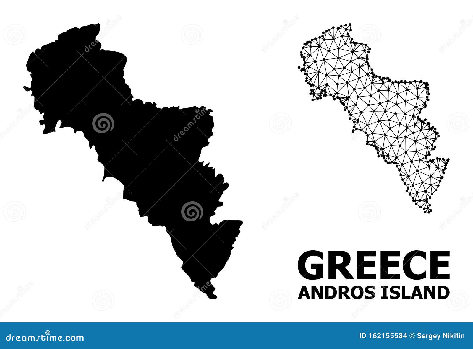 Solid and Network Map of Greece - Andros Island Stock Vector ...