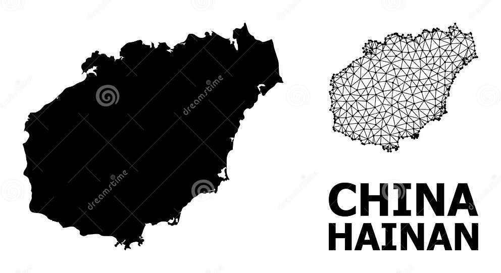 Solid and Network Map of Hainan Island Stock Vector - Illustration of ...