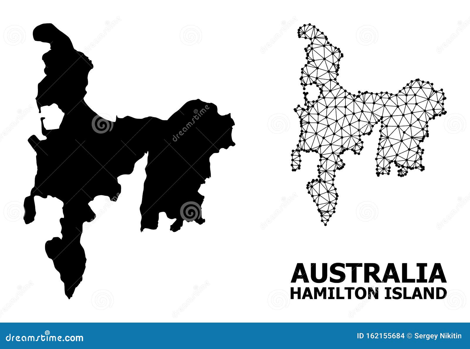 Solid and Network Map of Hamilton Island Stock Vector - Illustration of ...